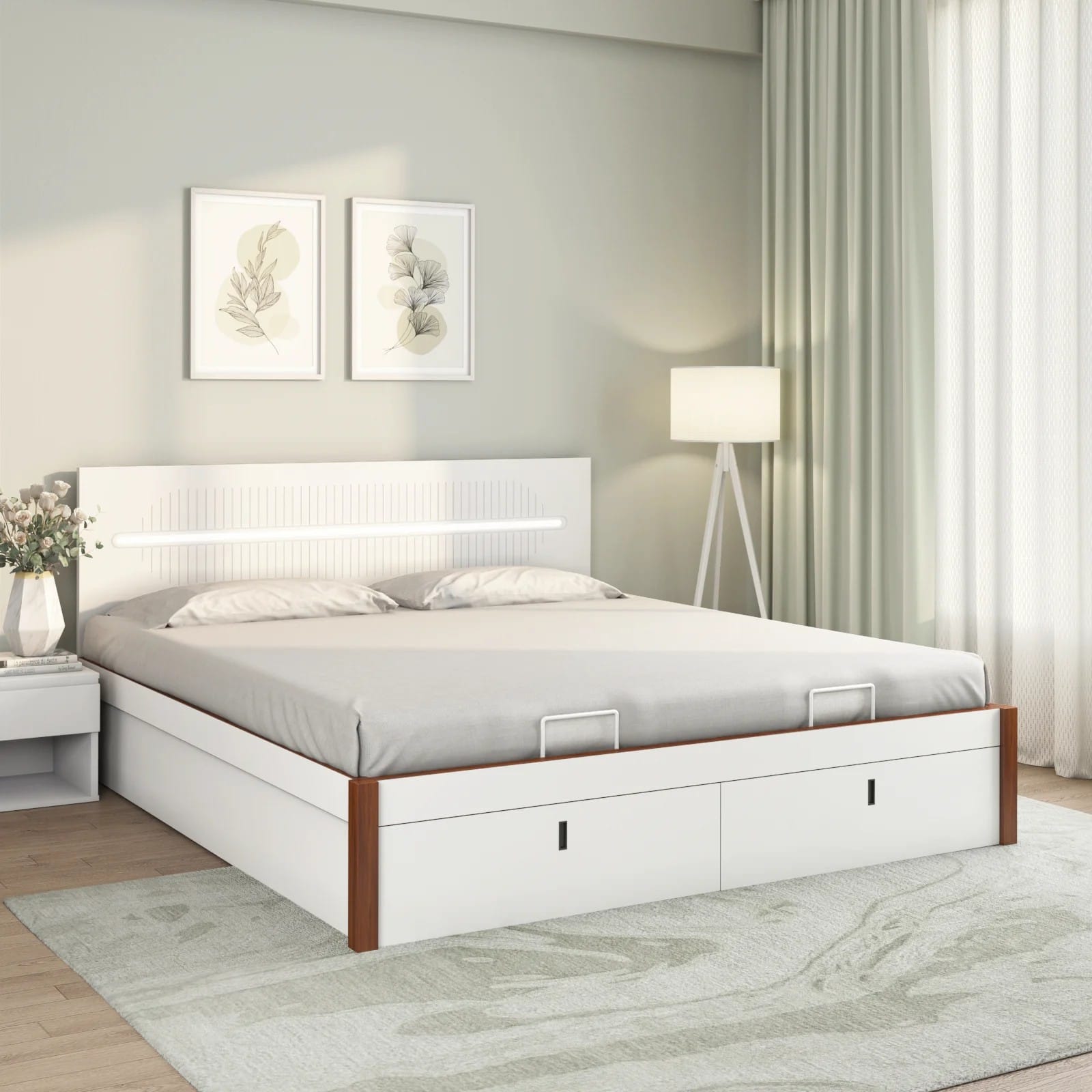 Capsule Premier Bed with Full Hydraulic Storage King White Nova by Arrivae